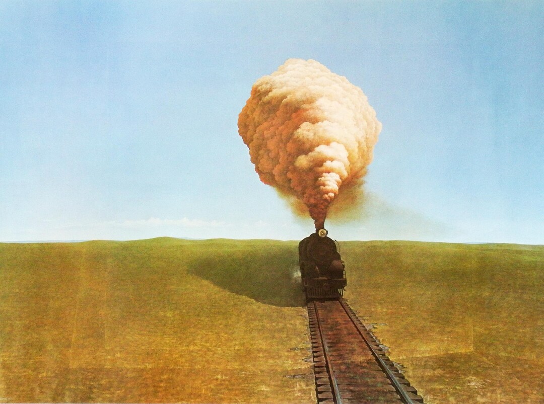 Large Vintage Art Print. Steam Engine Railroad Locomotive. by New ...