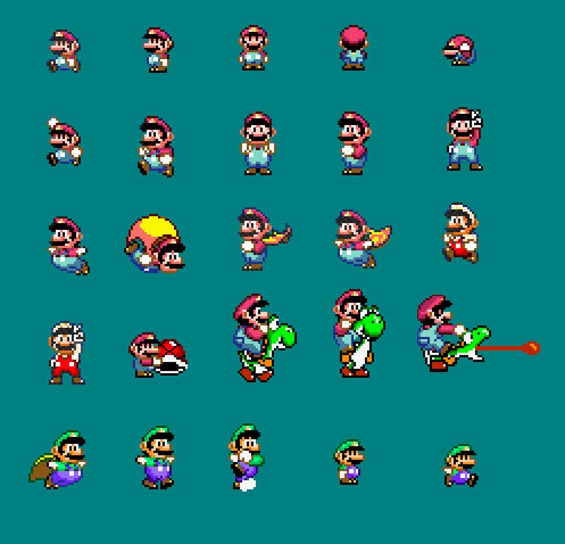 25 modelli di sprite di Super Mario World Mario e Luigi - Etsy Italia