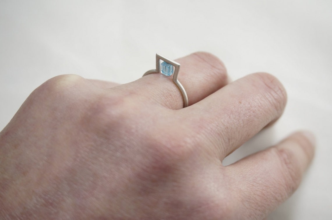 Square Stone Ring, Geometric Ring, Natural Stones Ring, Sterling Silver ...