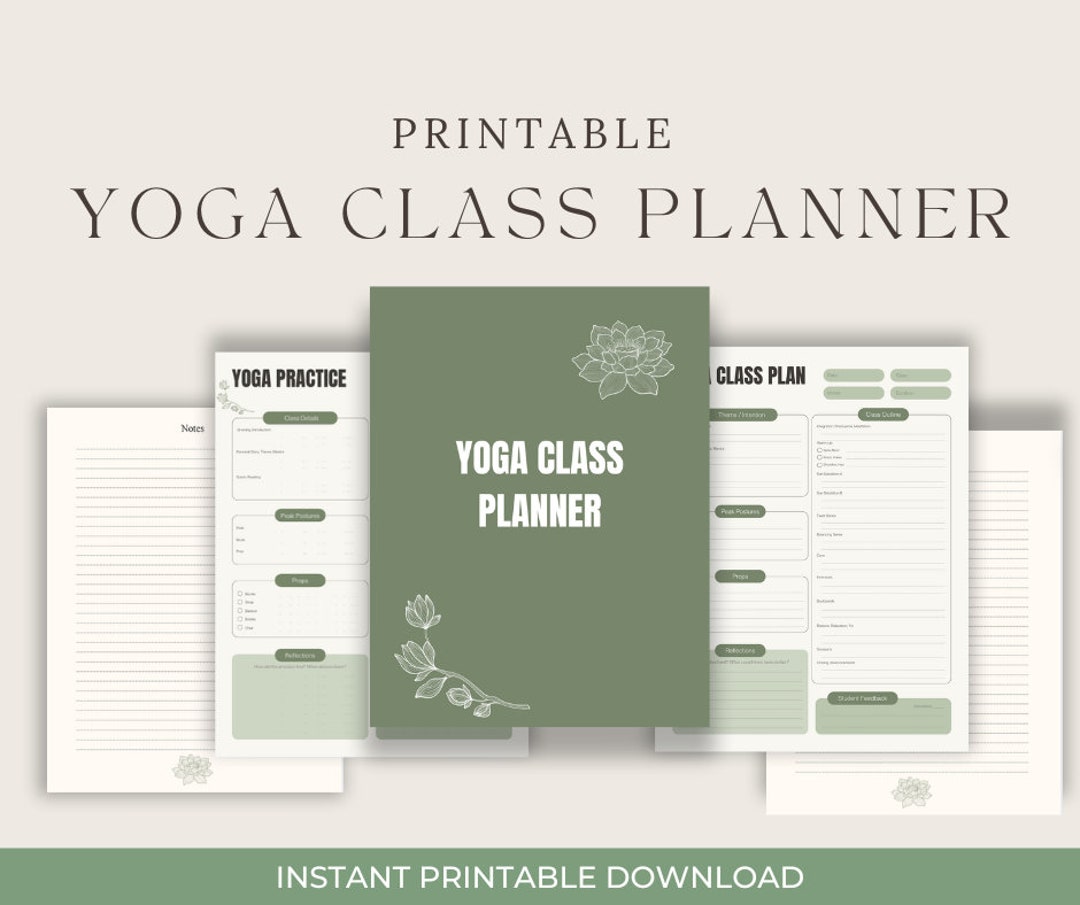 Printable Yoga Class Planner & Journal (PDF Download) - Etsy
