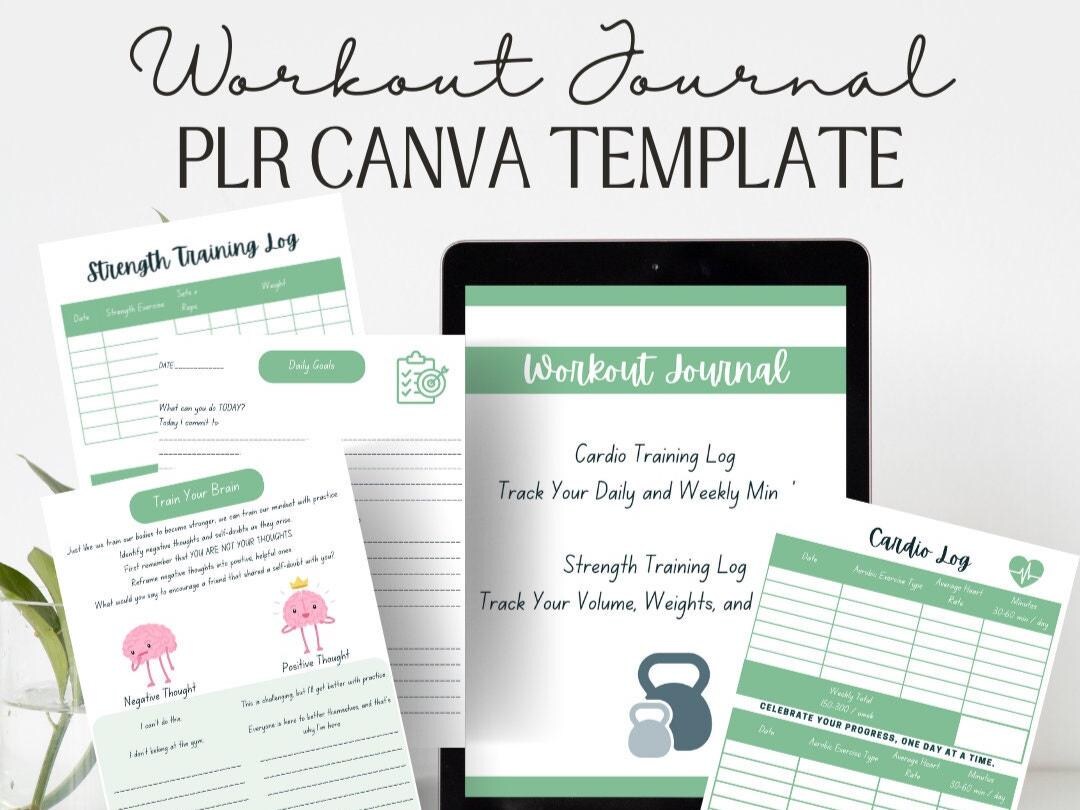 Workout Journal: Cardio & Strength Training Log - Canva Template ...