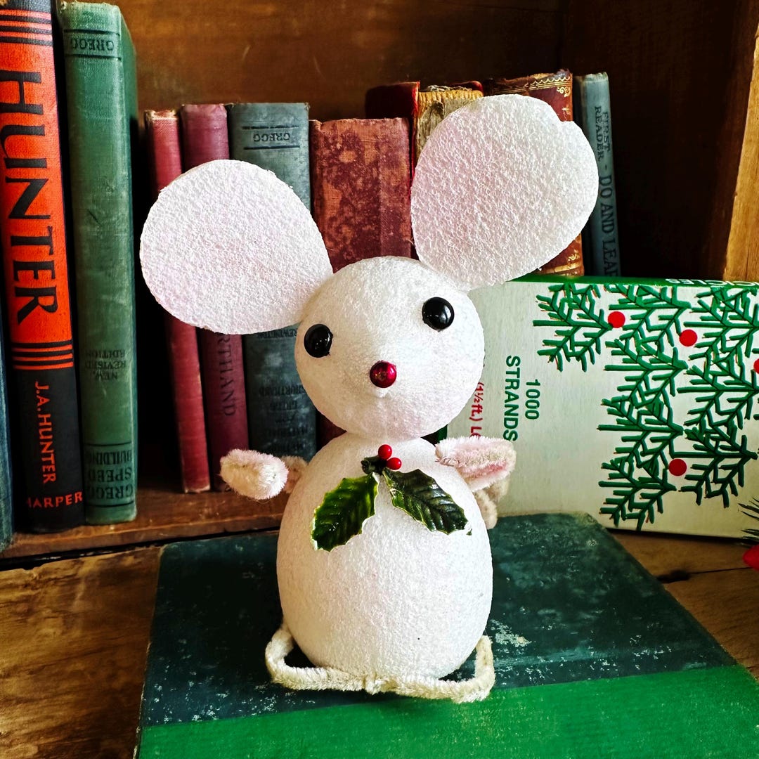 Tall Styrofoam Christmas Mouse, Shelf Sitter Retro MCM Vintage ...