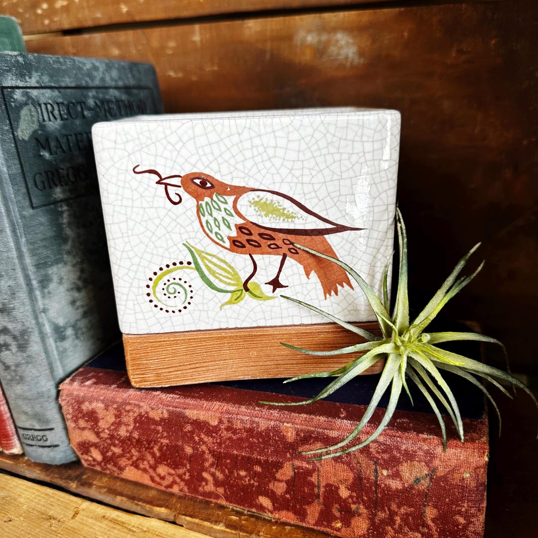 MCM Barbara Willis Pottery Planter Vase, Provincial Floral Bird Pattern ...