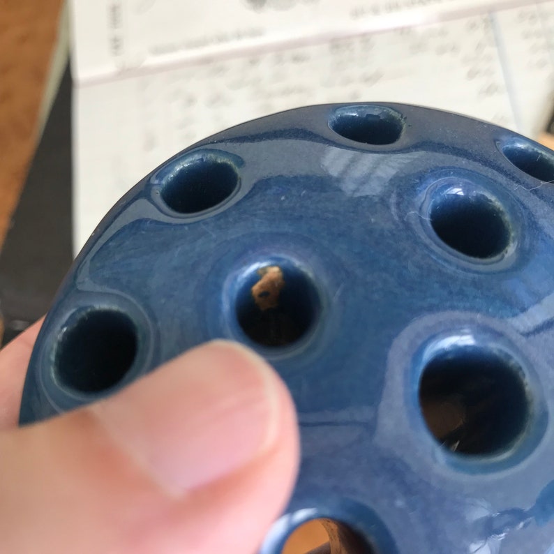 Large Blue Pottery Flower Frog Vintage Arts & Crafts Style - Etsy