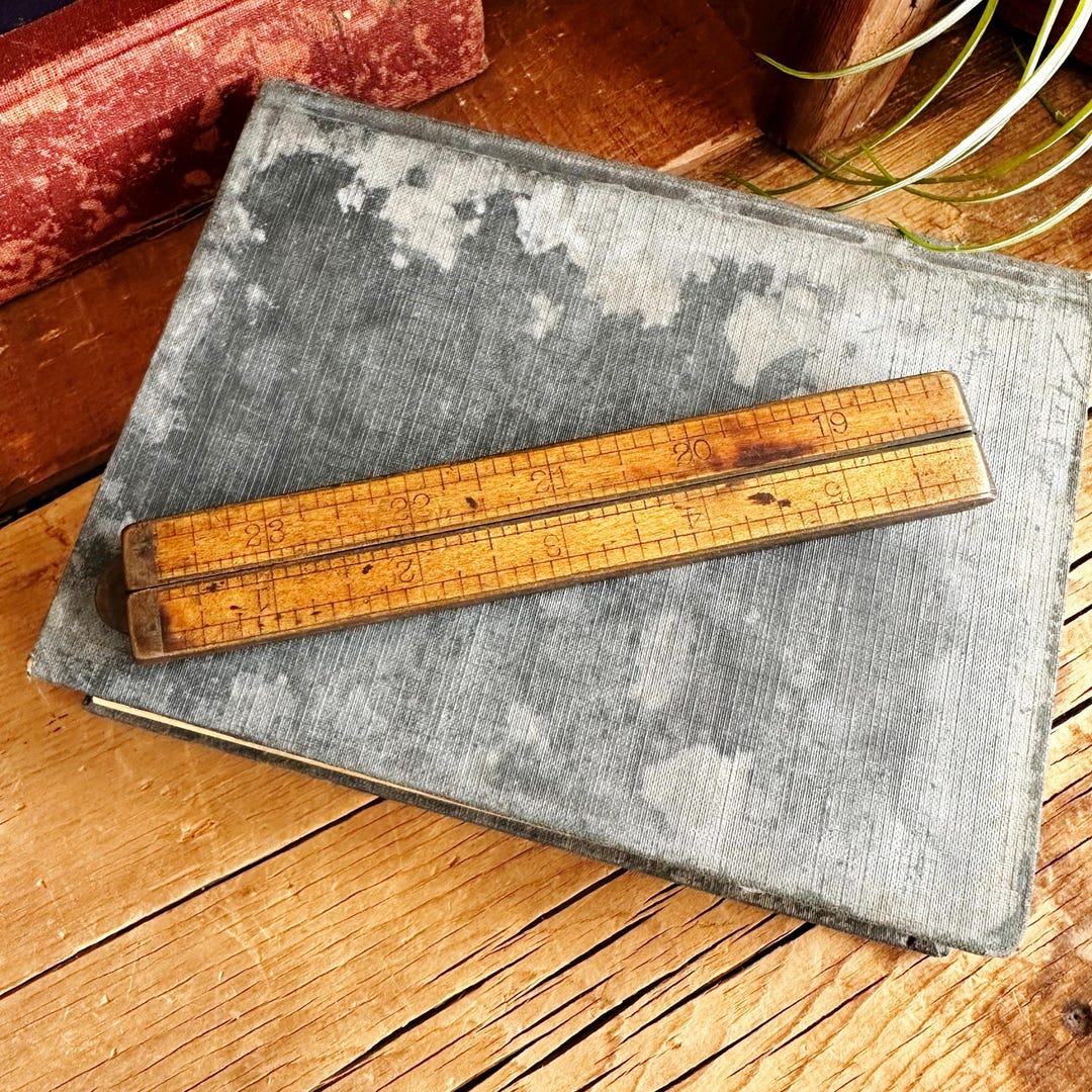 Antique Stanley Rule & Level Co. Folding Ruler, Brass Bound Hinges, 6 1 ...