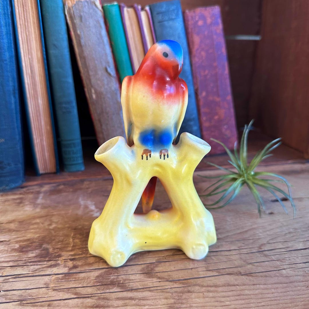1930s Czech Pottery Bird Flower Frog Vase, Vintage Czechoslovakia - Etsy