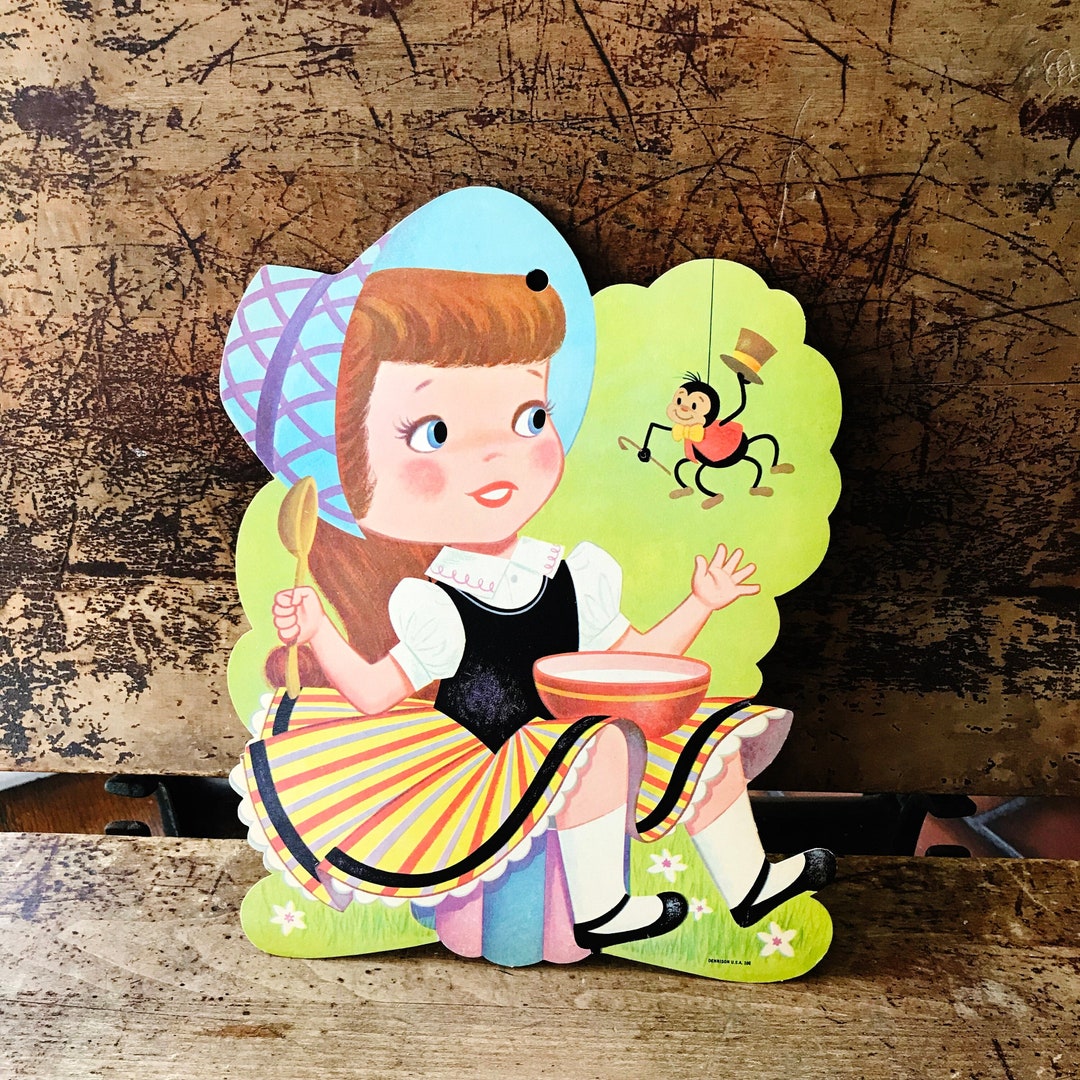 Vintage Dennison Cardboard Die Cut, Little Miss Muffet, 1960's ...