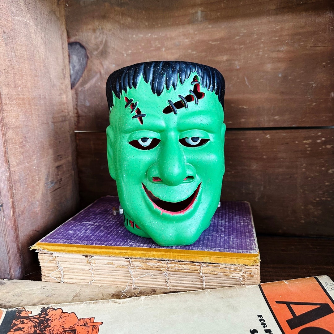 Large Vintage Frankenstein Head 7" Tall, Painted Ceramic Candle ...
