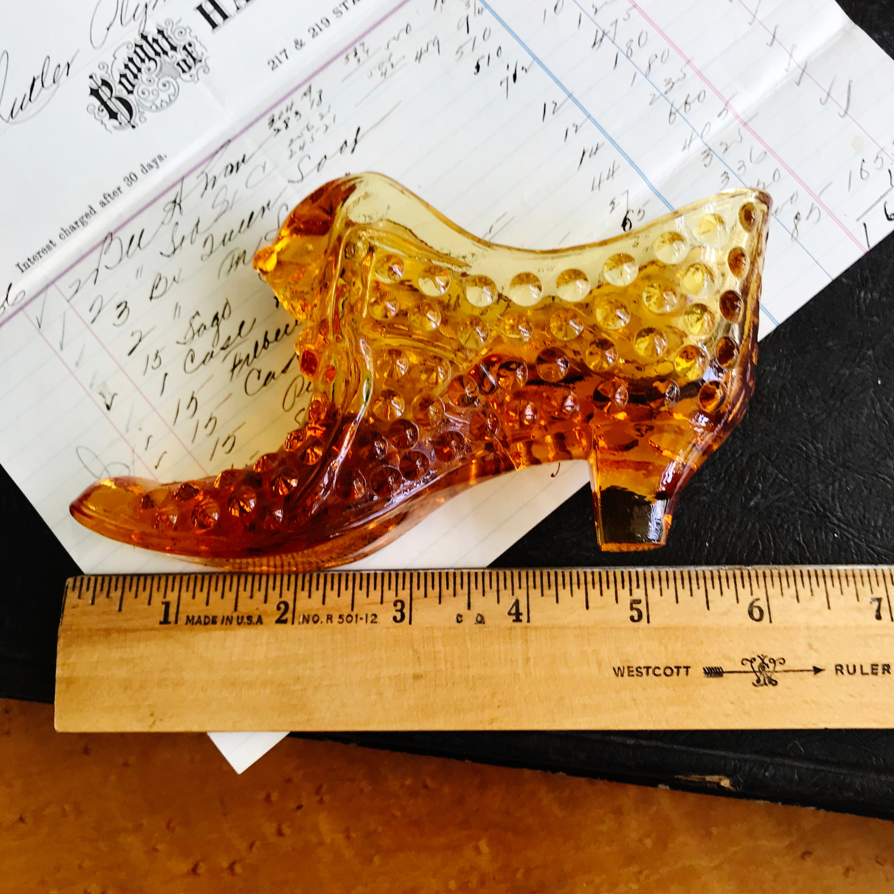 Vintage Fenton Amber Glass Hobnail Shoe Cat Head Art Glass Etsy