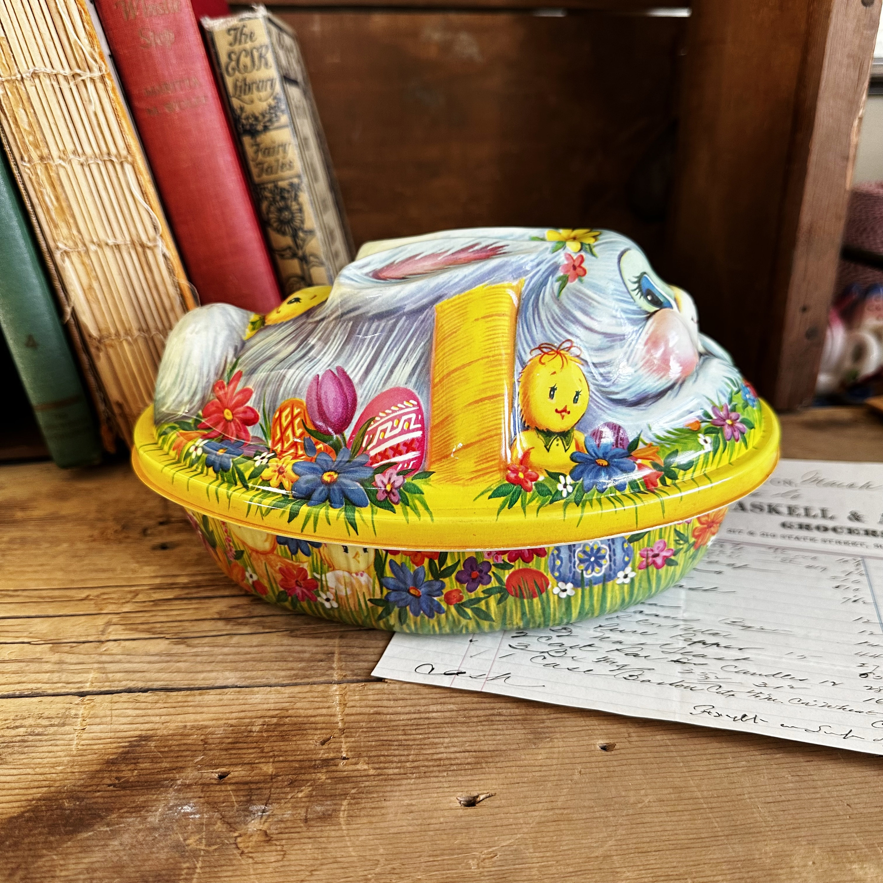 Vintage Easter Bunny in Basket Lidded Candy Box, Kitschy Large Plastic ...