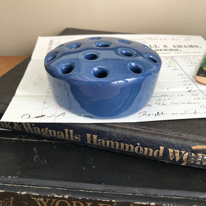 Large Blue Pottery Flower Frog Vintage Arts & Crafts Style - Etsy