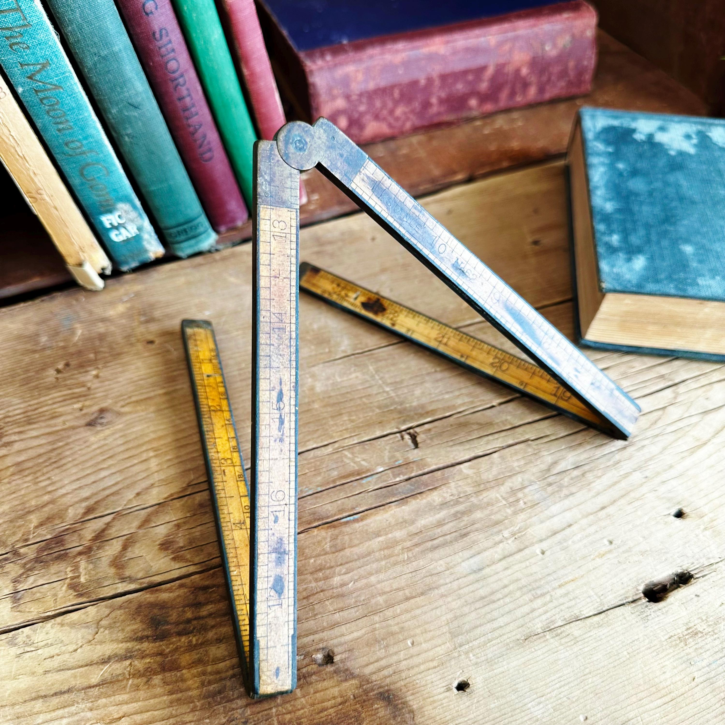 Antique Stanley Rule & Level Co. Folding Ruler, Brass Bound Hinges, 6 1 ...