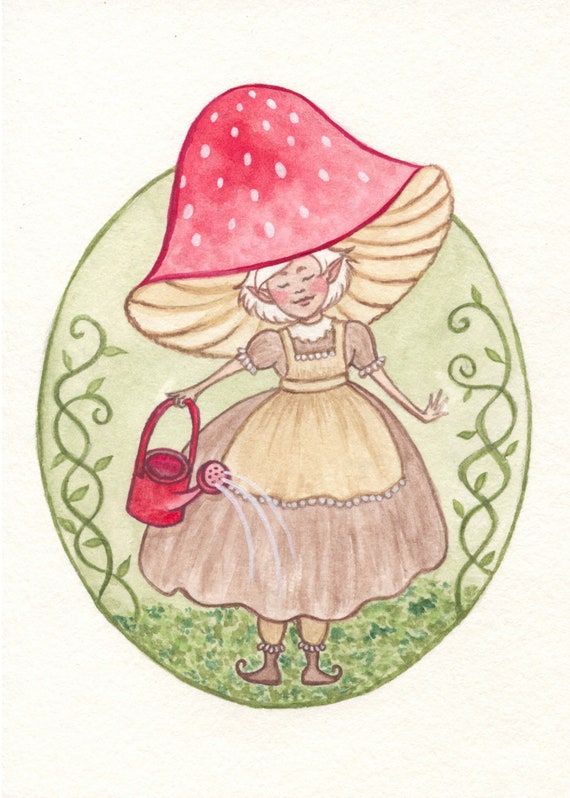 Mushroom Sprite 5x7 Art Print - Etsy