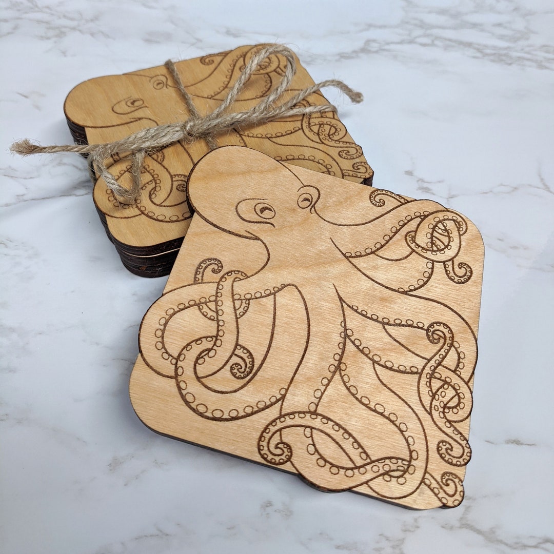 Laser Cut Octopus Coasters 4 Pack - Etsy