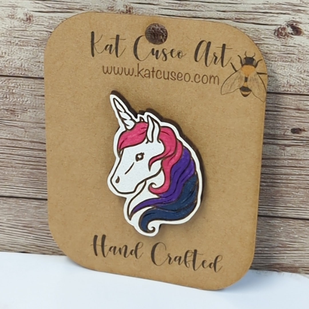 Laser Cut Wooden Hand-painted BISEXUAL Unicorn Pin - Etsy