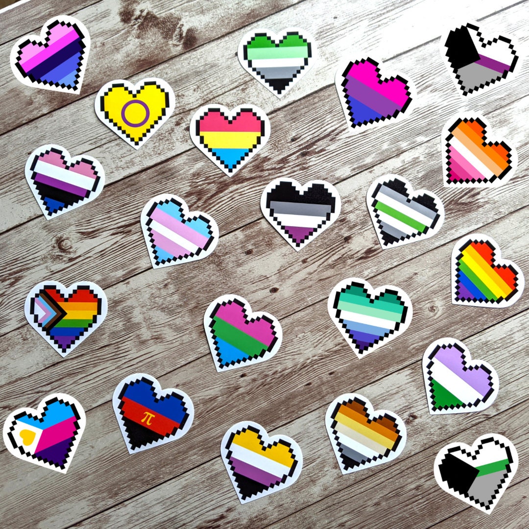 Pixel Heart Pride Stickers - Etsy