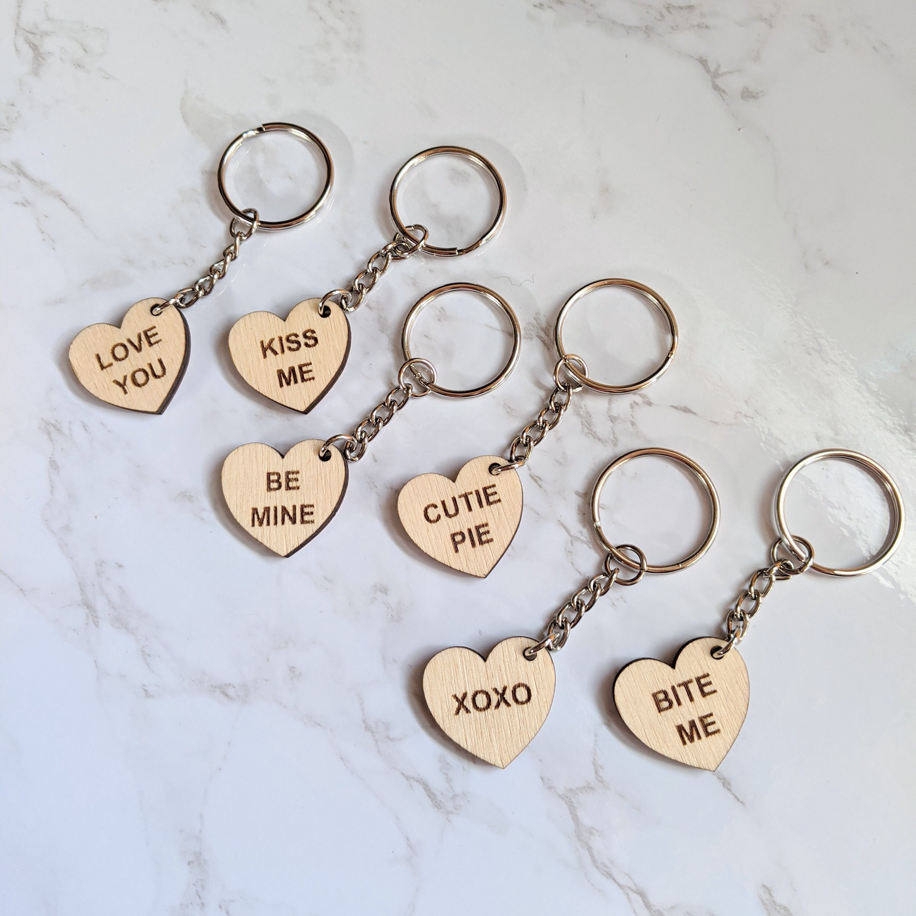 Laser Cut Wooden Heart Keychain | Etsy