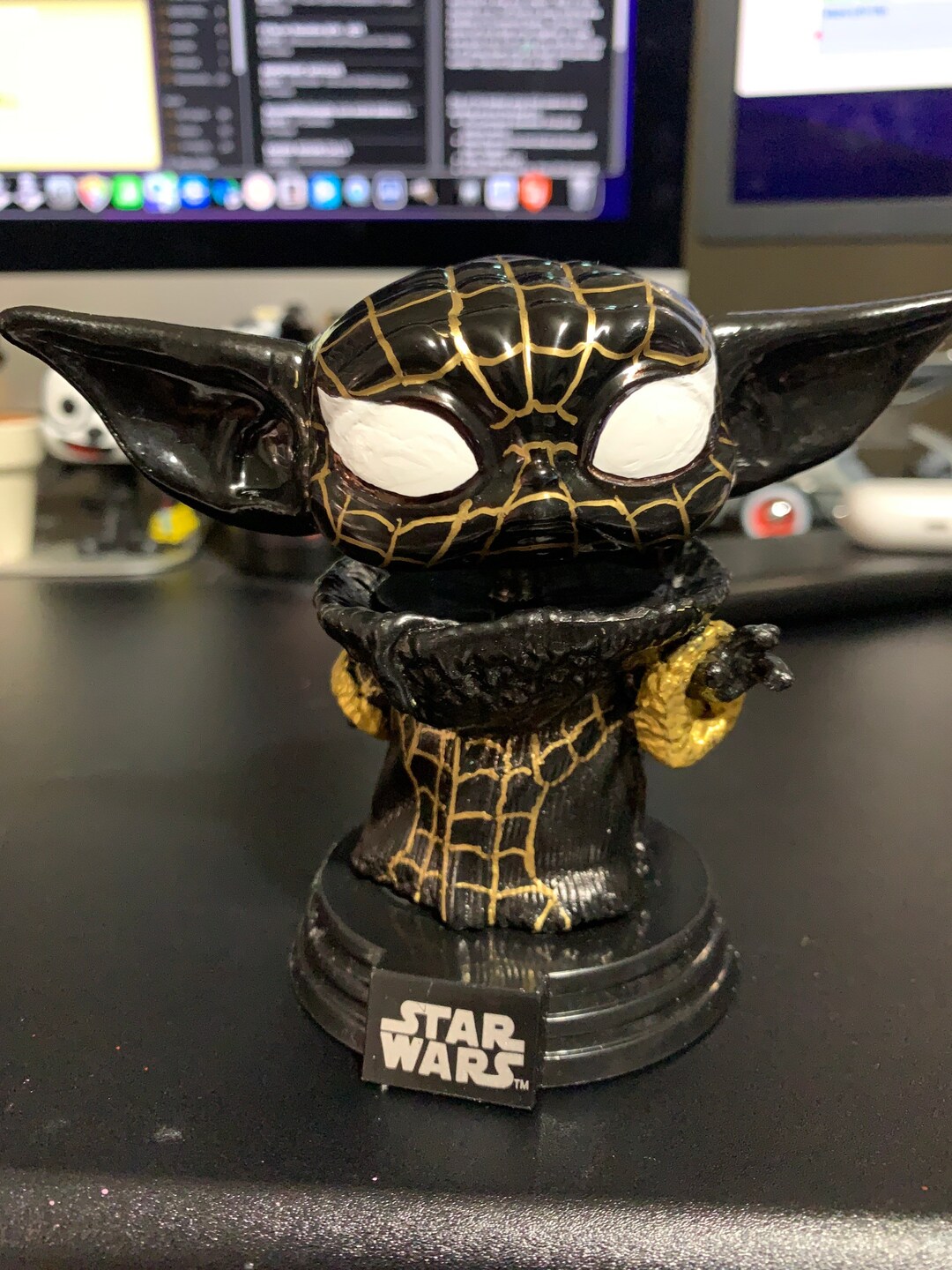 Black and Gold Suit Spider-grogu Custom Pop - Etsy