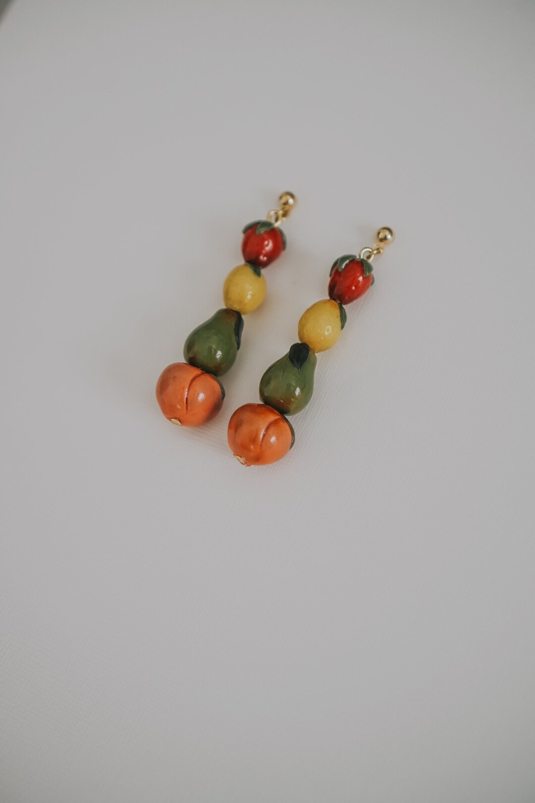 Fruit Stack Dangle Earrings, Food Earrings, Fruit Earrings, Peach ...