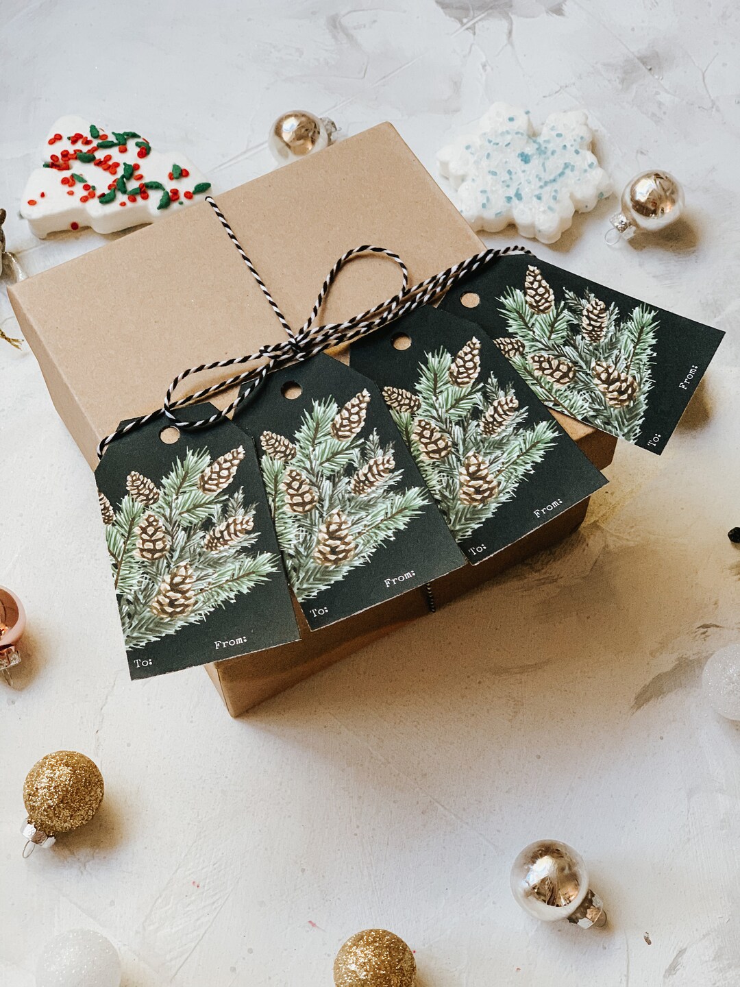 Holiday Pinecone Gift Tags, Pinecone Christmas Tags, Present Gift Tags ...