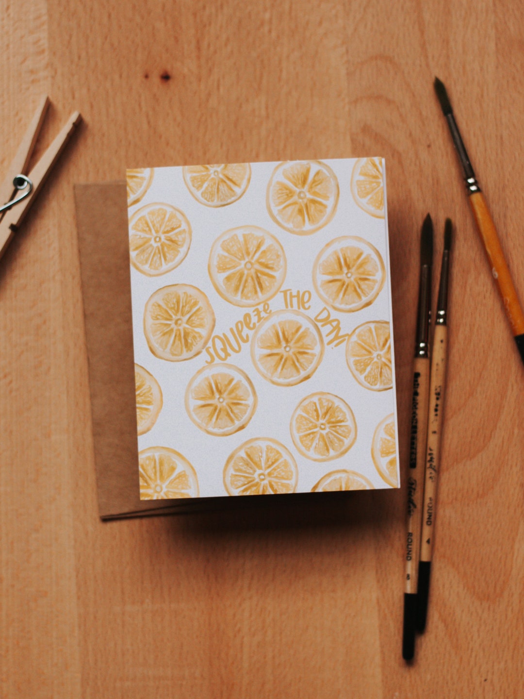 Squeeze the Day Lemon Card, Lemon Greeting Card, Lemon Watercolor ...