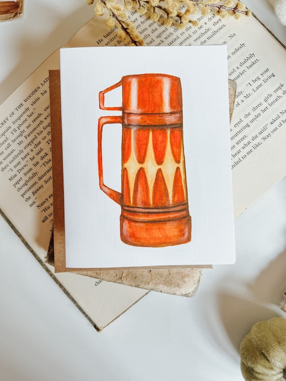 Vintage Thermos Greeting Card Fall Greeting Card Cozy Fall - Etsy