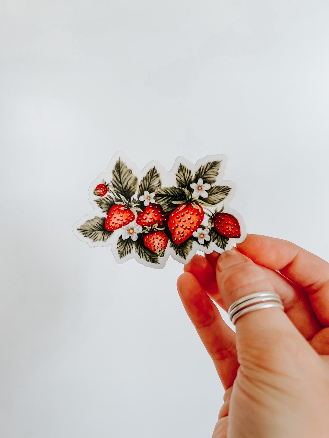 Strawberry Bunch Sticker, Botanical Sticker, Floral Sticker, Die Cut ...