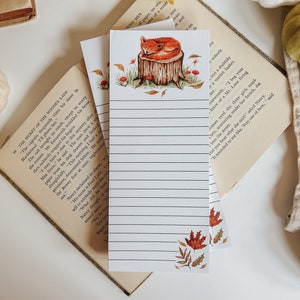 Sleepy Fox Fall Notepad, Fall Notepad, Magnet Kitchen Notepad, Fall ...