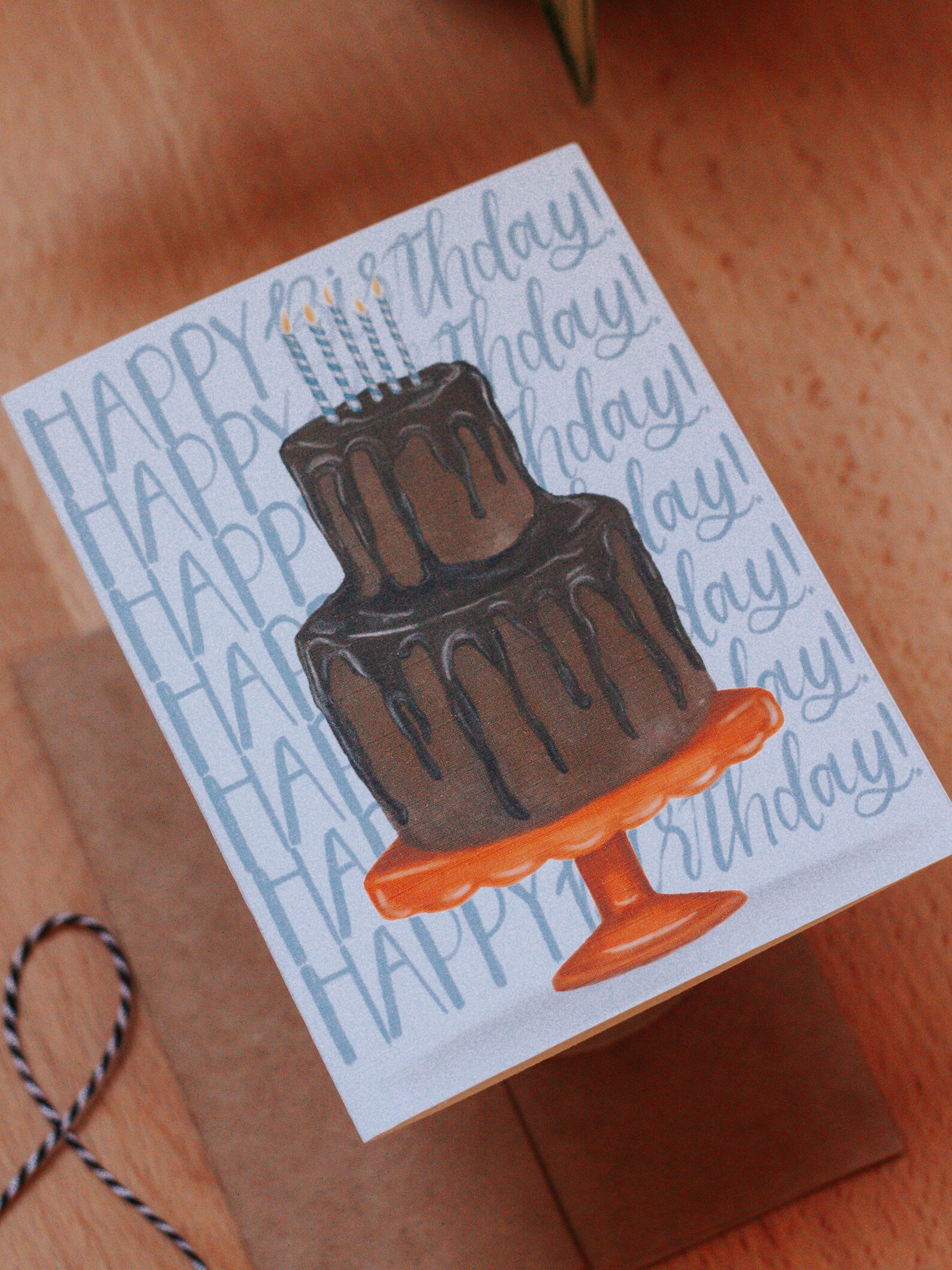 Chocolate Cake Birthday Card Cake Greeting Card Birthday - Etsy