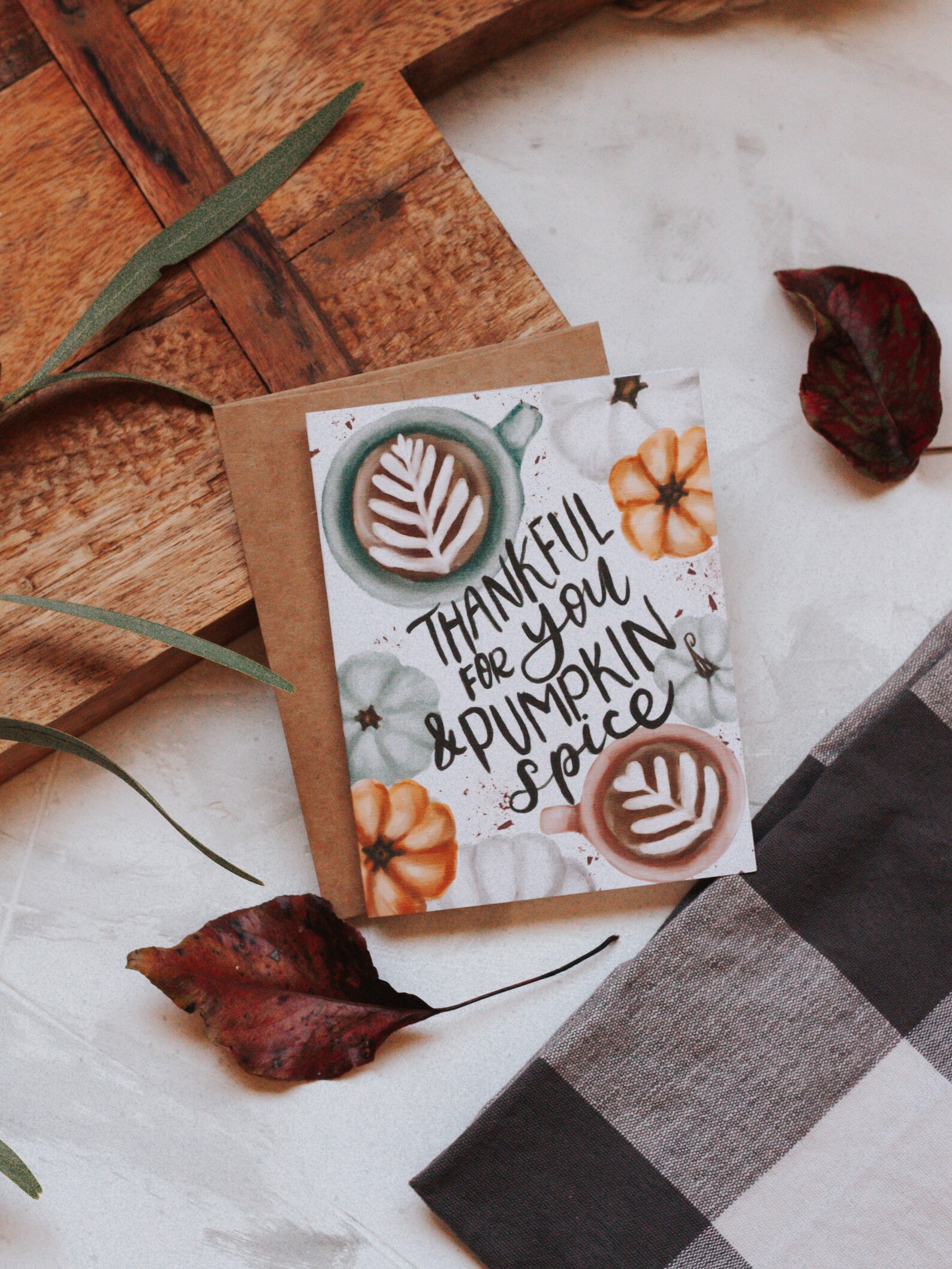 Thankful for You and Pumpkin Spice Card Fall Greeting Card - Etsy