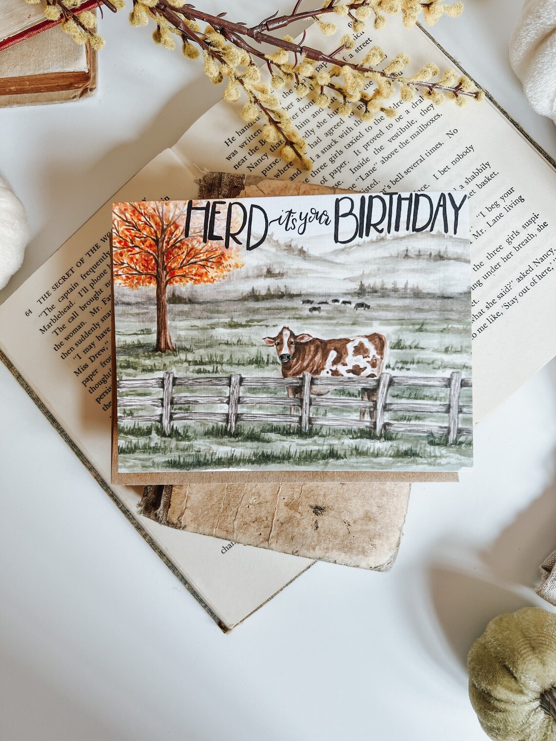 HERD It's Your Birthday Greeting Card, Fall Greeting Card, Fall ...
