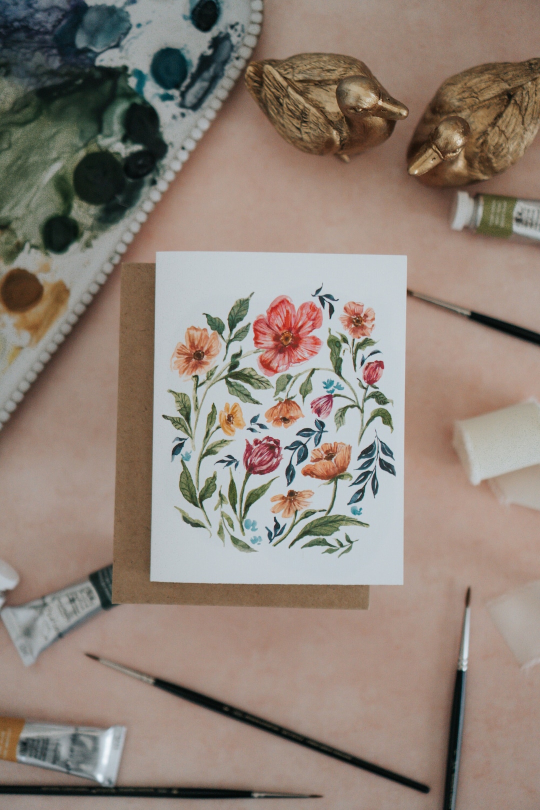 Spring Florals Greeting Card, Spring Greeting Card, Flowers, Spring ...