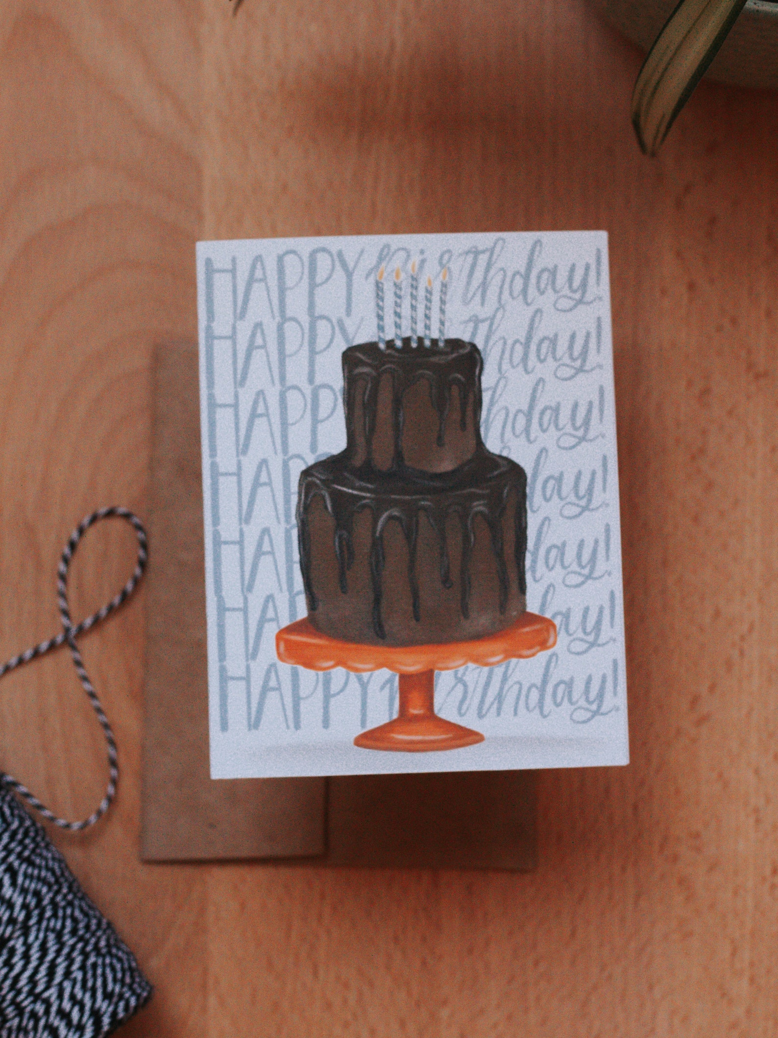 Chocolate Cake Birthday Card Cake Greeting Card Birthday - Etsy