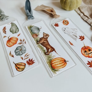 Festive Fall Bookmarks, Watercolor Bookmarks, Fall Bookmarks, Bookish ...