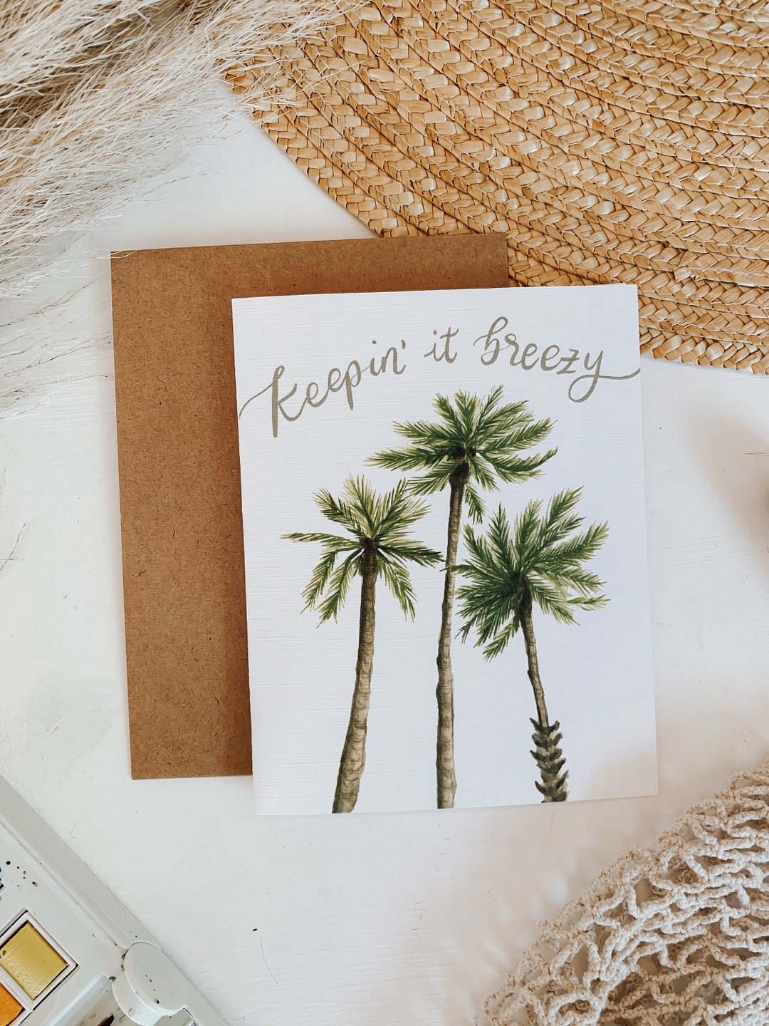 Breezy Palm Trees Card, Summer Greeting Card, Beach Card, Palm Trees ...