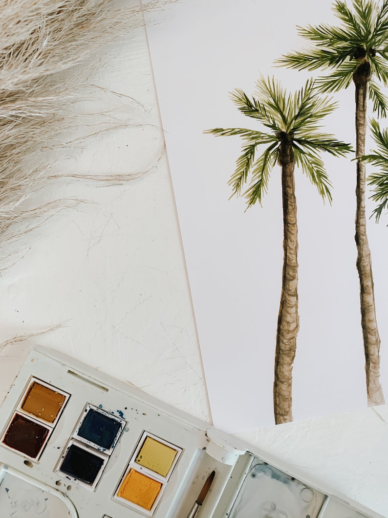 Breezy Palm Trees Print Palm Tree Painting Watercolor Print | Etsy