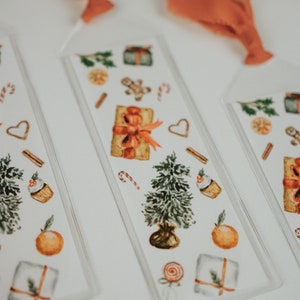 Winter Holiday Bookmarks, Watercolor Bookmarks, Pine Cone Bookmark ...