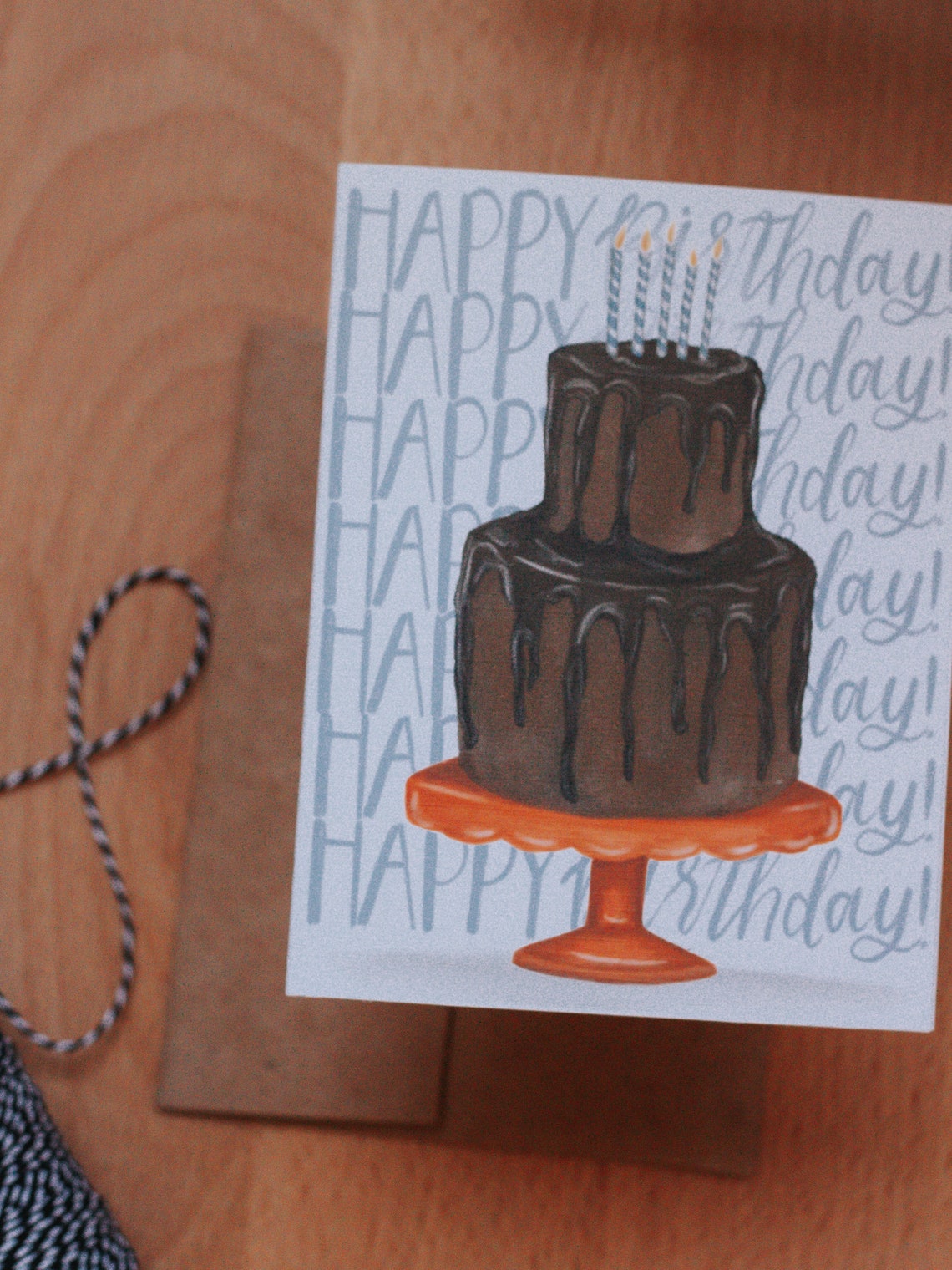 Chocolate Cake Birthday Card Cake Greeting Card Birthday - Etsy