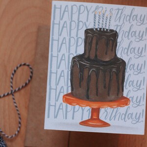Chocolate Cake Birthday Card, Cake Greeting Card, Birthday Card ...