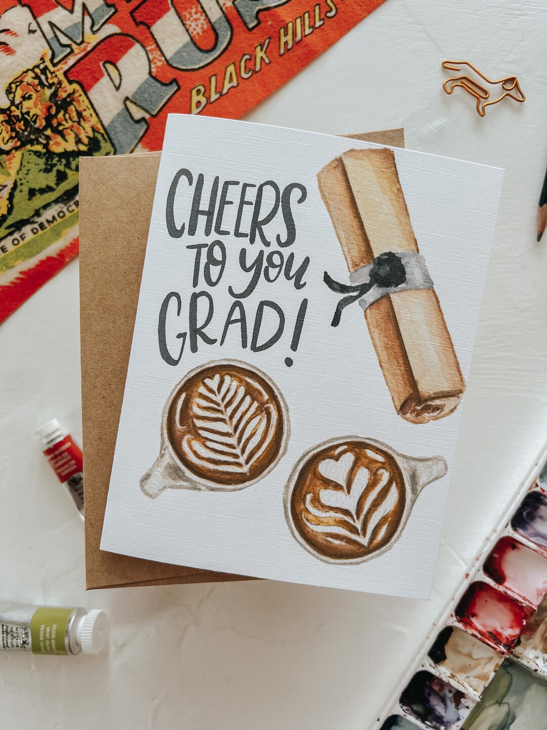 Cheers to You Graduation Card, Coffee Graduation, Congratulations Grad ...