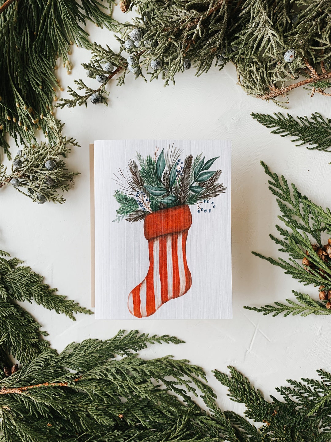 Christmas Stocking Card, Christmas Greeting Card, Holiday Card, Holiday ...