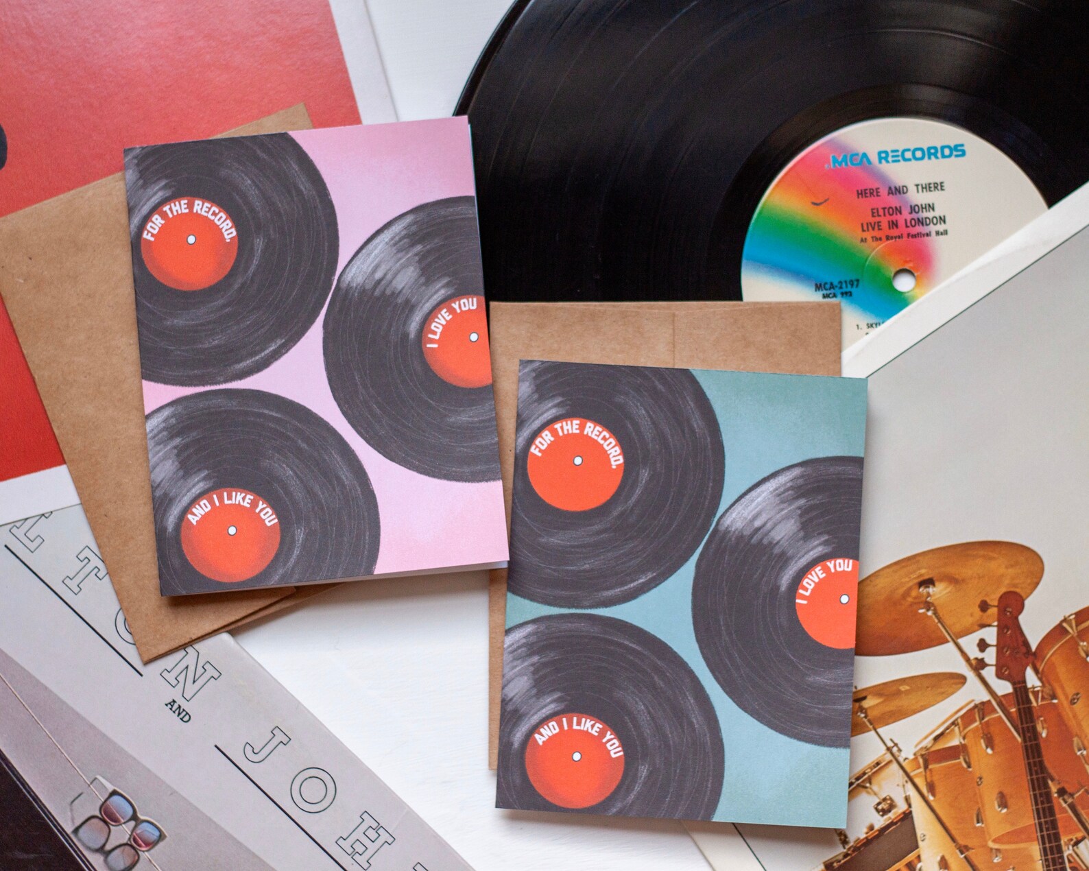 For the Record Card, I Love You Card, Vinyl Valentine, Record Greeting ...