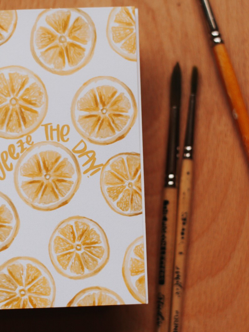 Squeeze the Day Lemon Card Lemon Greeting Card Lemon | Etsy