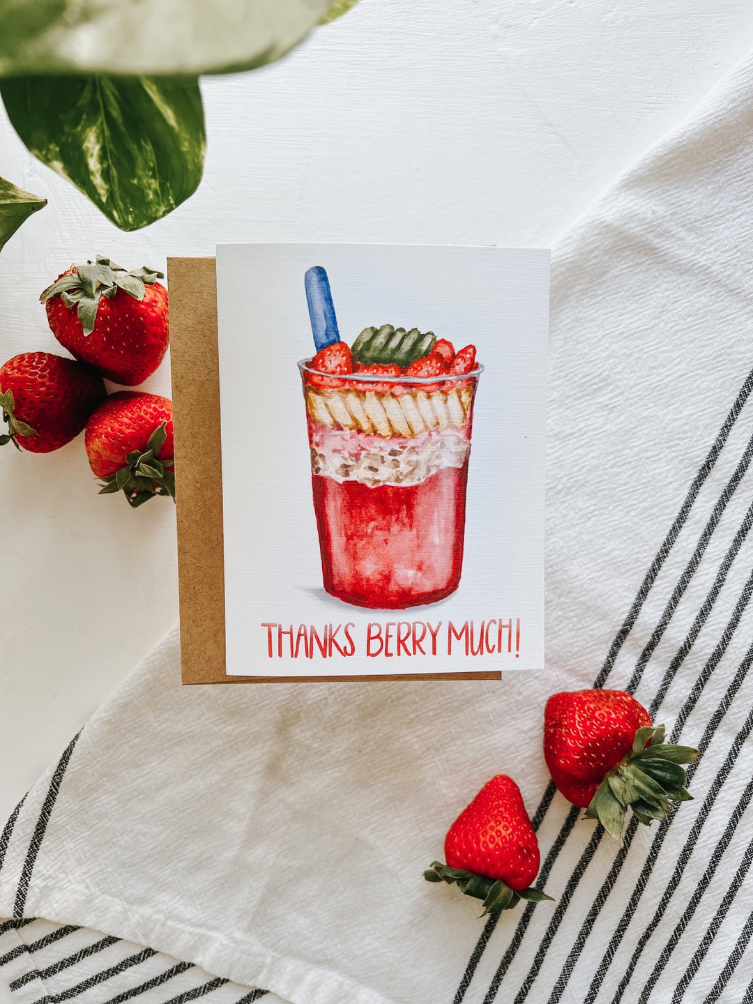 Thanks Berry Much Acai Greeting Card, Summer Greeting Card, Acai Bowl ...
