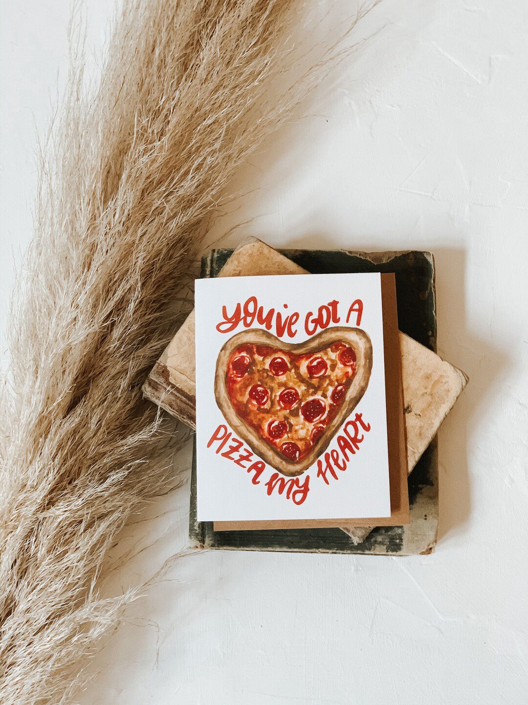 Pizza My Heart Valentine Card, Pizza Valentine, Watercolor Valentine ...