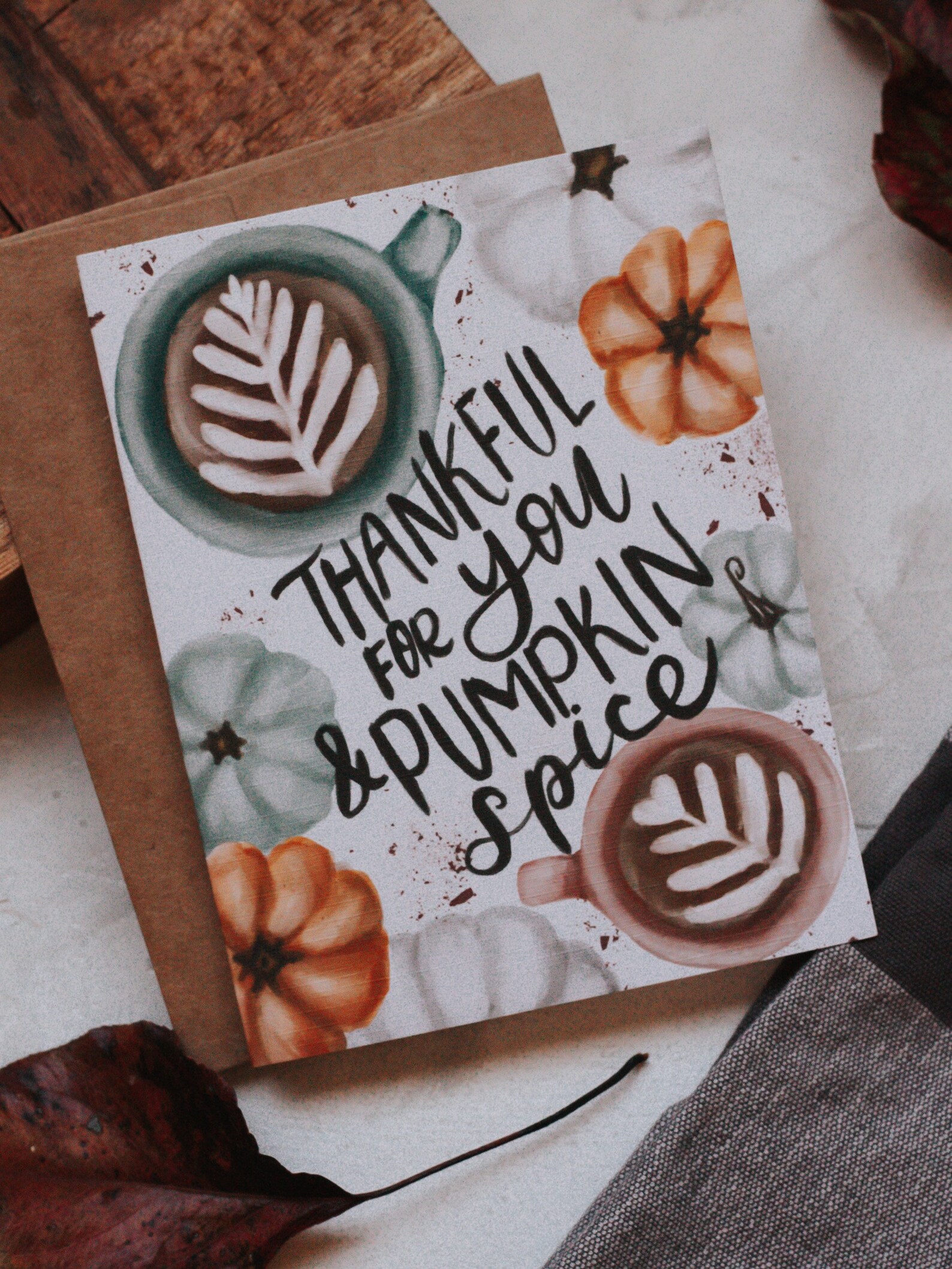 Thankful for You and Pumpkin Spice Card Fall Greeting Card - Etsy