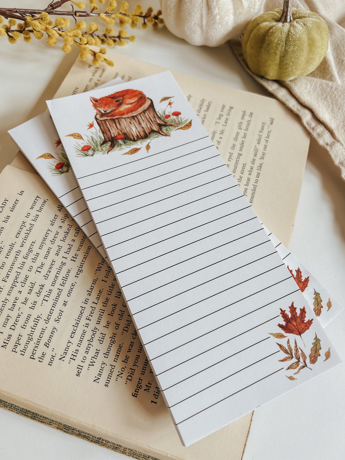 Sleepy Fox Fall Notepad Fall Notepad Magnet Kitchen Notepad - Etsy