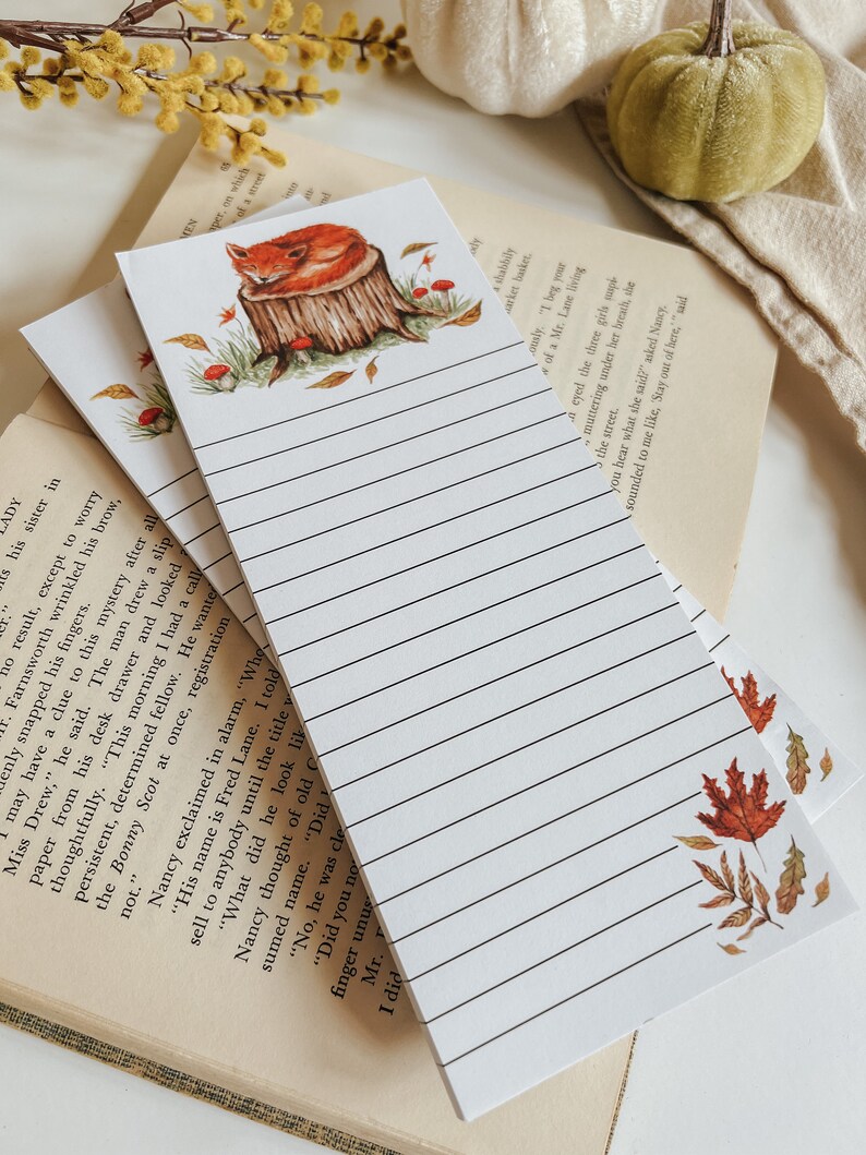 Sleepy Fox Fall Notepad Fall Notepad Magnet Kitchen Notepad - Etsy