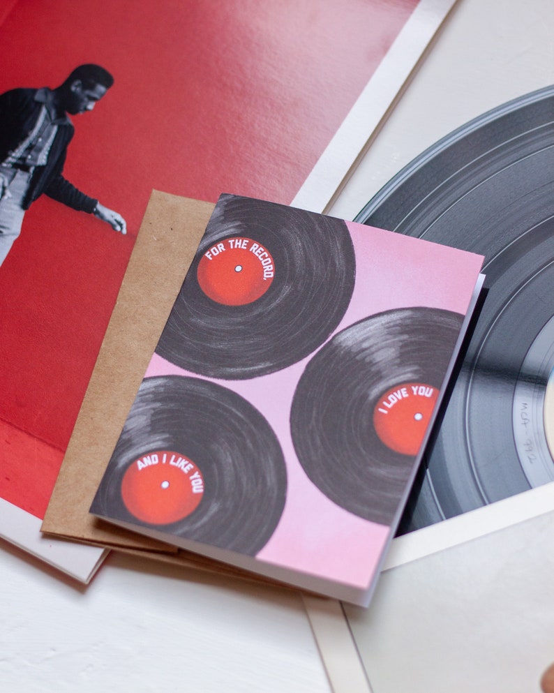 For the Record Card, I Love You Card, Vinyl Valentine, Record Greeting ...