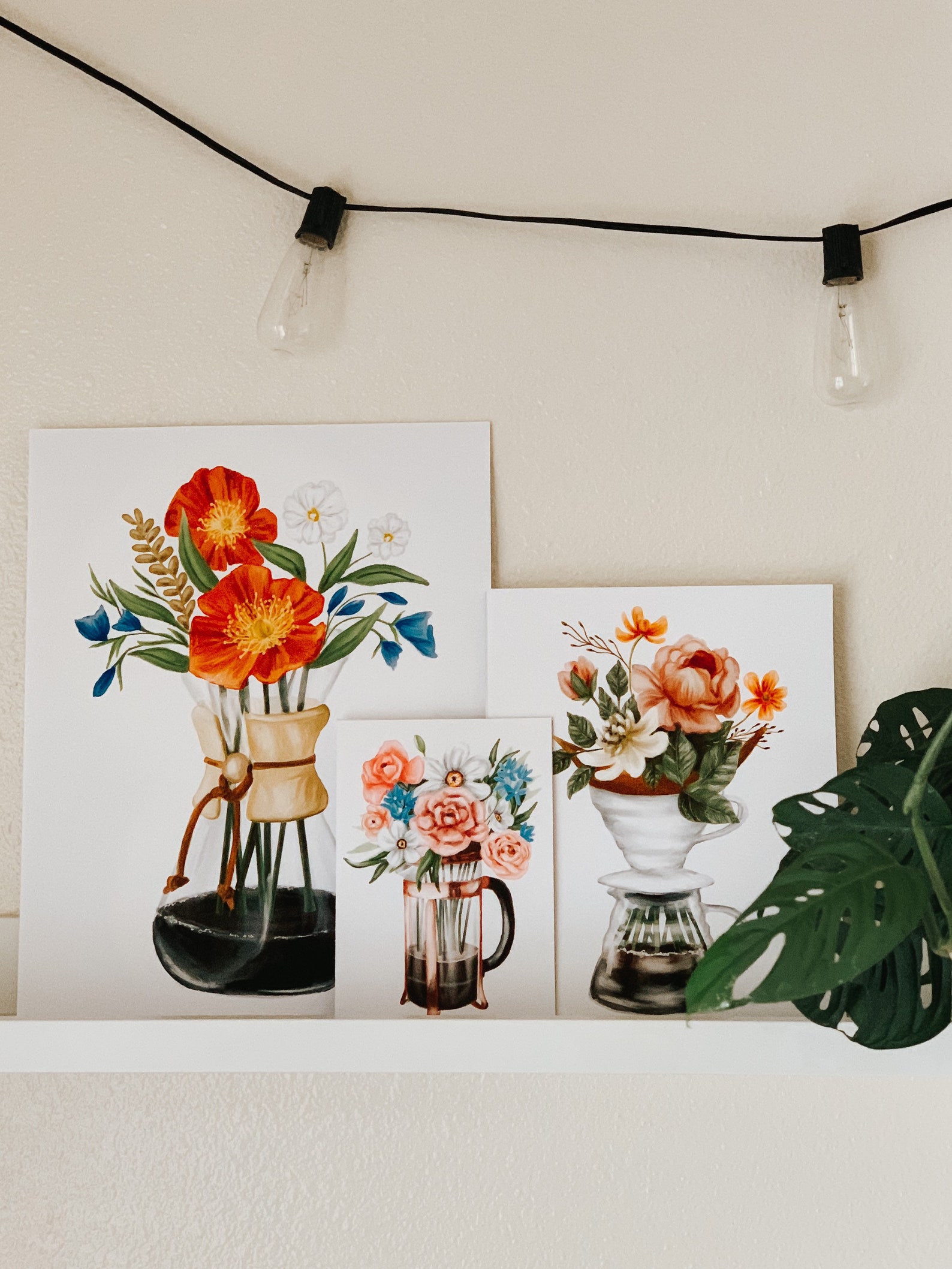 Coffee and Flowers V60 Print, Pour Over Illustration, Coffee Art ...